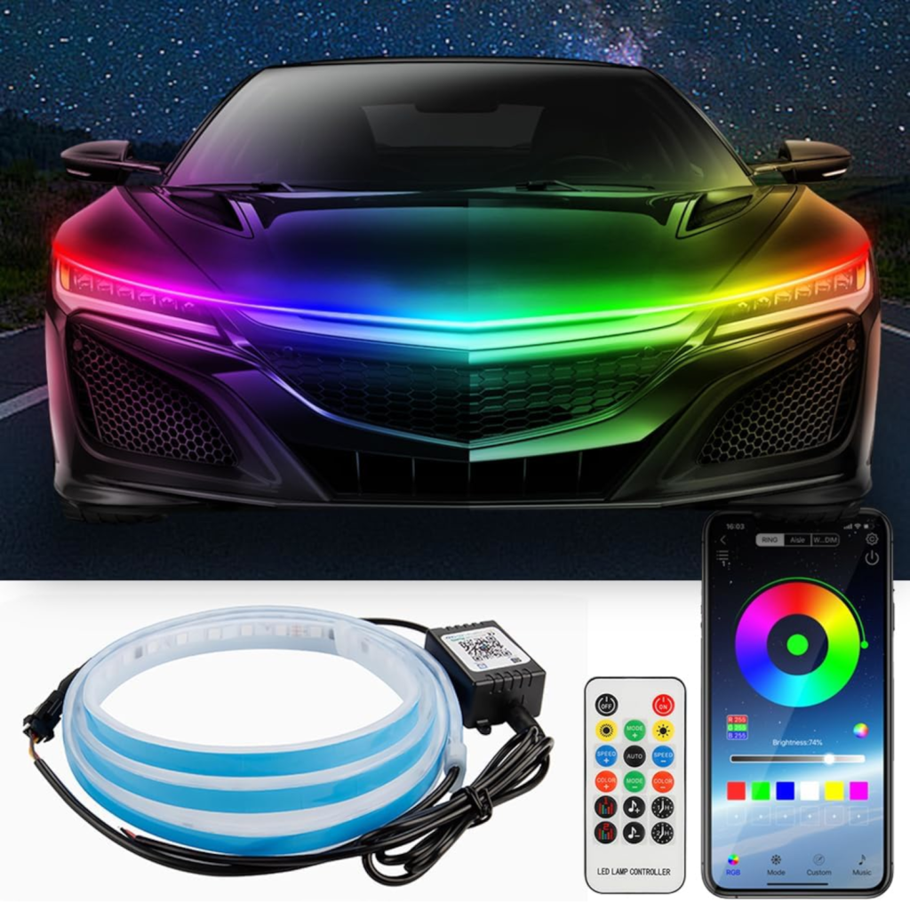 Dynamic Multi Color LED Car Hood Strip Lights - 12V - Casta Auto Casta ...